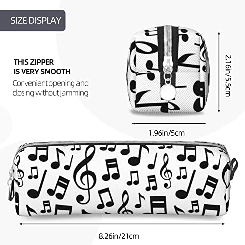 Music Notes Seamless Small Pencil Case Simple Pen Pouch Carrying Box for Adult With Smooth Zipper Durable Lightweight for Office Organizer Storage Bag