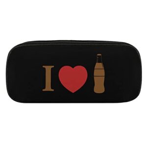 i love coke pencil case pu leather pencil pen bag large capacity pen box pencil pouch makeup bag with zip