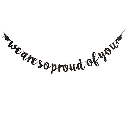 We are So Proud of You Black Grad Party Banner, Congrats Grad/Graduation Party Sign Decorations