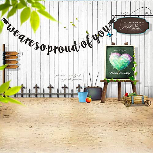 We are So Proud of You Black Grad Party Banner, Congrats Grad/Graduation Party Sign Decorations