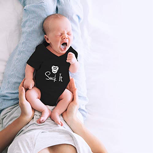 CBTwear Suck It - Funny Newborn Pacifier Punk Gift Idea - Cute Infant One-Piece Baby Bodysuit (Newborn, Black)