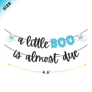 Blue Black A Little Boo is Almost Due Banner Garland for Halloween Boy Baby Shower Decorations