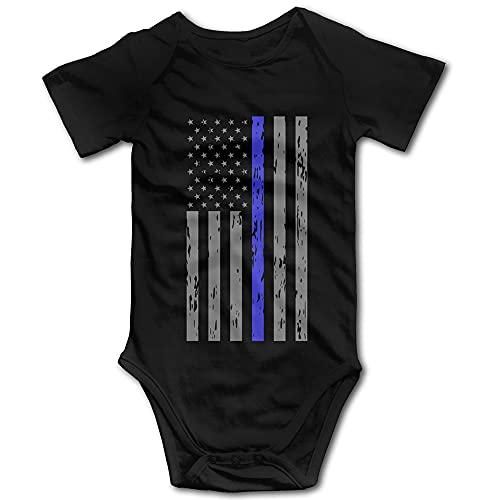 OASCUVER NEWBABY Thin Blue Line American Flag Baby Girls Short Sleeves Romper Bodysuit for 0-24m Baby ¡­