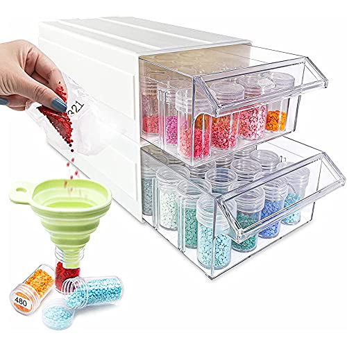 Padyrytu Diamond Painting Accessory Storage Box,44 Slots Independent Container Suitable for Diamond Art Beads and Rhinestone