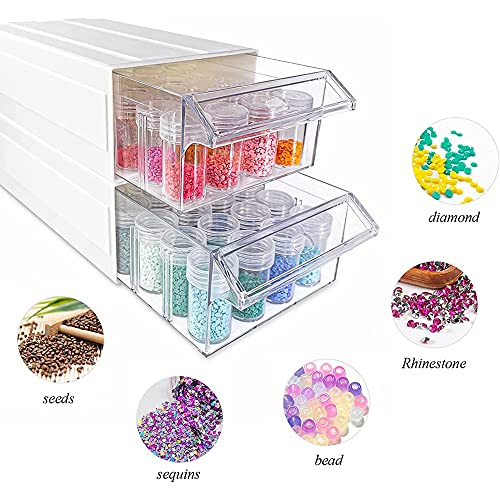 Padyrytu Diamond Painting Accessory Storage Box,44 Slots Independent Container Suitable for Diamond Art Beads and Rhinestone