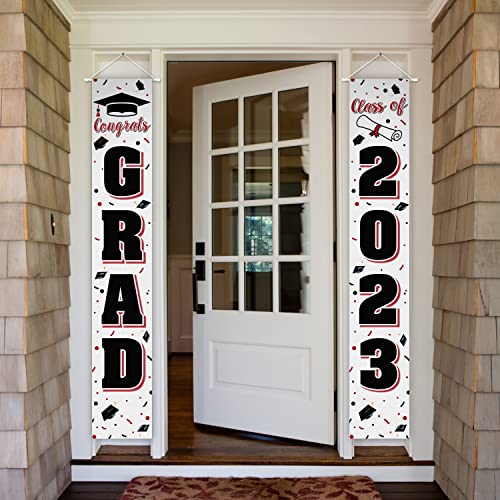 LASKYER Congrats Grad Class of 2023 Red Door Banner - Perfect for School Home Door Sign Porch Sign Backdrop 2023 Graduation Party Decorations.