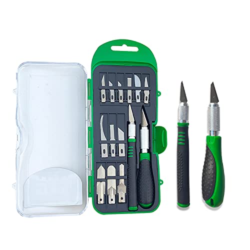 Miluosong 17 Piece Precision Hobby Craft Knife Set, with 15 Piece Refill SK5 Blades, Suitable for Halloween Pumpkin Carving, Art Modeling, Scrapbooking and Sculpture Exacto knife