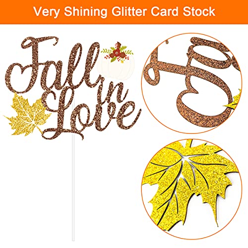 Autumn Bridal Shower Party Decorations, Fall in Love Banner Autumn Little Pumpkin Maple Leaves Acorn Party Cake Topper Balloon for Fall Theme Wedding Bachelorette Engagement Bride to be Valentines Day Party Supplies