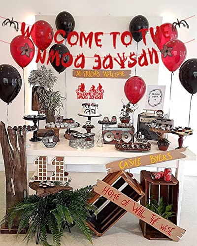 Stranger Party Supplies Welcome To The Upside Down Banner Plus Cake Topper and Latex Ballons for Stranger Party Decorations