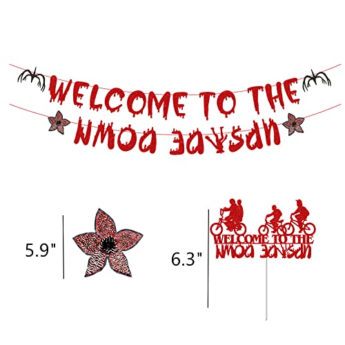 Stranger Party Supplies Welcome To The Upside Down Banner Plus Cake Topper and Latex Ballons for Stranger Party Decorations