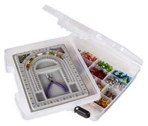 artbin 6962bb quick view bead box, portable art & craft organizer with bead tray, portable art & craft storage box, clear