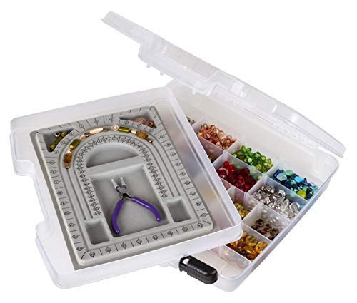 ArtBin 6962BB Quick View Bead Box, Portable Art & Craft Organizer with Bead Tray, Portable Art & Craft Storage Box, Clear