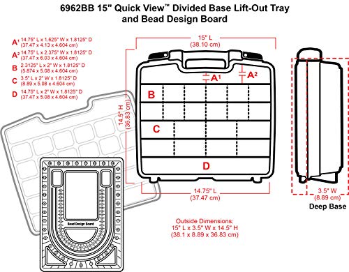 ArtBin 6962BB Quick View Bead Box, Portable Art & Craft Organizer with Bead Tray, Portable Art & Craft Storage Box, Clear