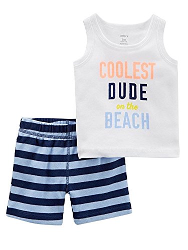 Carter's Baby Boys 2pc Cotton Short Set Coolest Dude on The Beach Crab on Behind (6M)