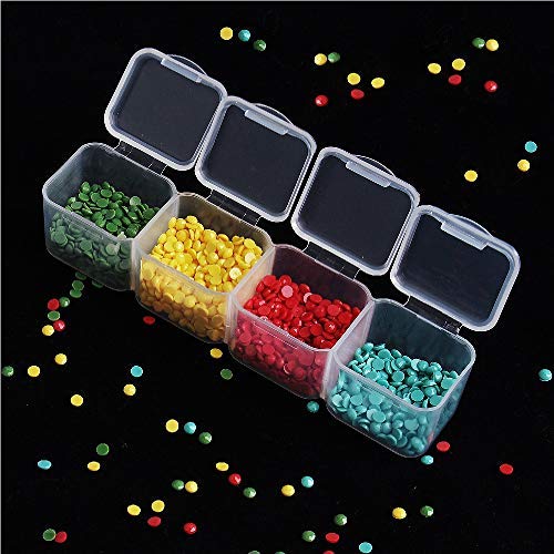 4 Pack Diamond Embroidery Boxes, 28 Grids Slot Diamond Painting Beads Storage Boxes, 5D Diamond Painting Accessories Craft Storage Containers with Marker Stickers