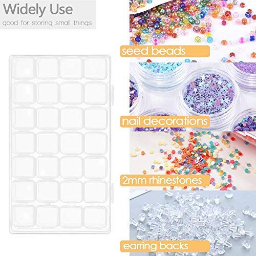 4 Pack Diamond Embroidery Boxes, 28 Grids Slot Diamond Painting Beads Storage Boxes, 5D Diamond Painting Accessories Craft Storage Containers with Marker Stickers