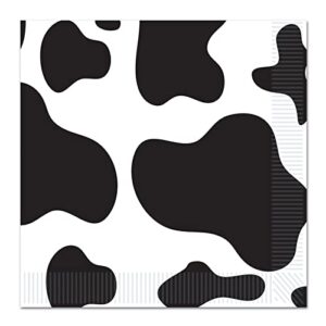 beistle 16 piece cow print paper napkins for barnyard animal farm birthday party supplies and baby shower decorations