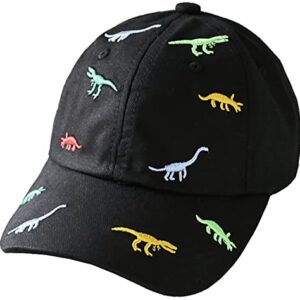 Baby-Boys Dinosaur Baseball-Caps Adjustable Trucker-Hat Sun-Baseball-Hat Fit 2-7 Years Kids-Toddler (20.5" Adjustable fit for 2-7T, Black)