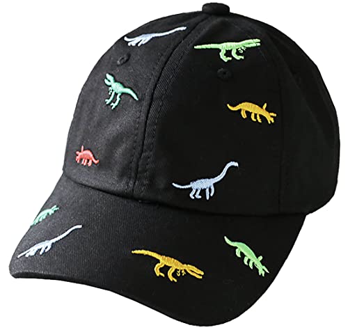 Baby-Boys Dinosaur Baseball-Caps Adjustable Trucker-Hat Sun-Baseball-Hat Fit 2-7 Years Kids-Toddler (20.5" Adjustable fit for 2-7T, Black)