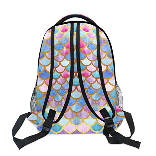 ZZKKO Colorful Mermaid Scale Boys Girls School Computer Backpacks Book Bag Travel Hiking Camping Daypack