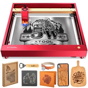 xtool d1 pro upgraded laser engraver red, 5w output power laser cutter, 36w higher accuracy laser engraving machine, laser engraver for wood and metal, paper, acrylic,glass, leather etc