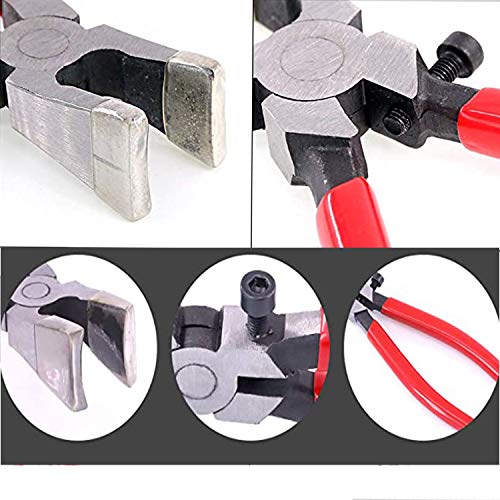 8 Inch Key Fob Pliers Attach Rubber Tips, Glass Running Plier for Key Fob Hardware Install and Stained Glass Work, with Adjustable Screw