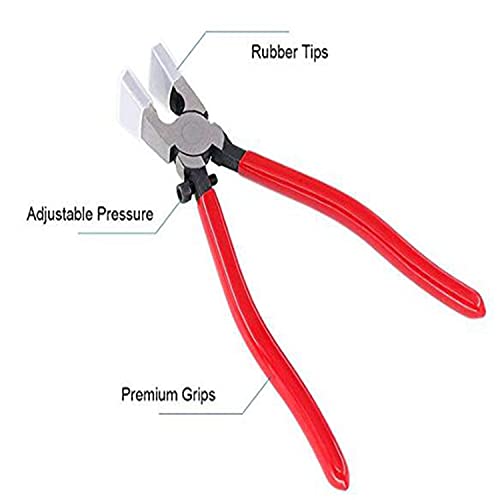 8 Inch Key Fob Pliers Attach Rubber Tips, Glass Running Plier for Key Fob Hardware Install and Stained Glass Work, with Adjustable Screw