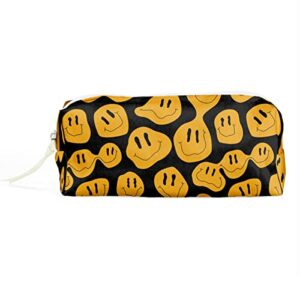 pencil pouch pencil case pencil bag pen case pouch box organizer for teen girls boys school students men women waterproof zipper pouch for office supplies makeup, hippie trippy melting smiley face