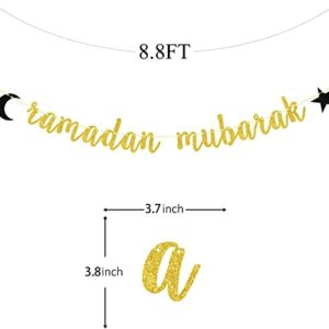 Ramadan Mubarak Banner Eid Mubarak Banner Gold GlitterEid Mubarak Decorations | Eid Mubarak Party Decorations Supplies Eid Mubarak Party Decorations（Coffee Gold and Black）