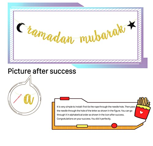 Ramadan Mubarak Banner Eid Mubarak Banner Gold GlitterEid Mubarak Decorations | Eid Mubarak Party Decorations Supplies Eid Mubarak Party Decorations（Coffee Gold and Black）