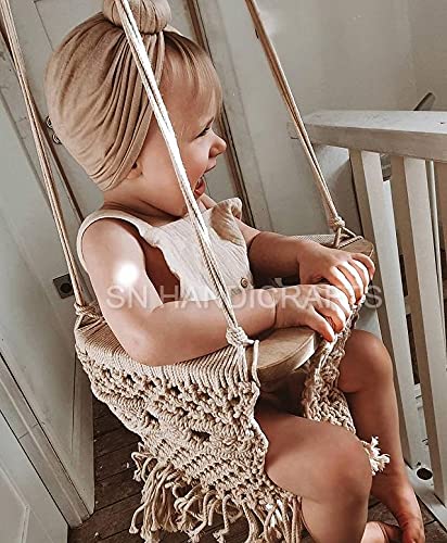 Handmade Macrame Baby Swing Natural Rope Hammock for Baby Macrame Swing Chair for Baby