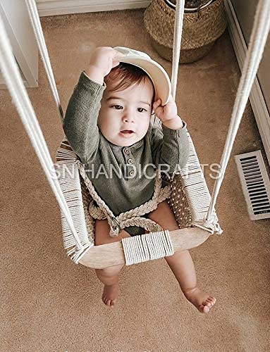 Handmade Macrame Baby Swing Natural Rope Hammock for Baby Macrame Swing Chair for Baby