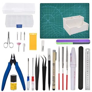 55pcs professional model tools kit for gundam, modeler basic tools craft set hobby building tools gundam model tools kit for basic model building, repairing and fixing