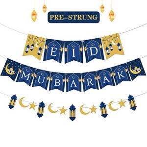 eid mubarak banner happy eid party decorations ramadan festival supplies moon star lantern garland ramadan decor