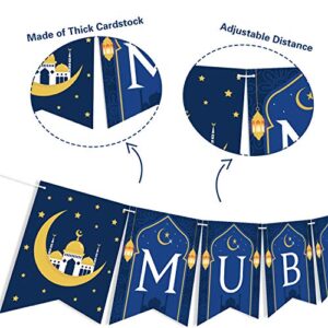 Eid Mubarak Banner Happy Eid Party Decorations Ramadan Festival Supplies Moon Star Lantern Garland Ramadan Decor