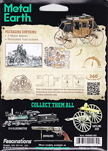 Fascinations Metal Earth Wild West Stagecoach 3D Metal Model Kit