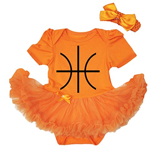 Petitebella Basketball Print Baby Dress Nb-18m (Orange/Orange, 6-12 Months)