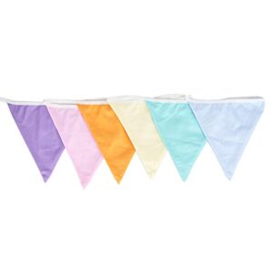 INFEI Multicoloured Pastel Double Layer Cotton Fabric Pennant Flags Bunting Banner Garlands for Wedding, Birthday Party, Outdoor & Home Decoration (10M/32Ft)