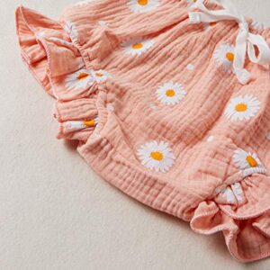 Noubeau Toddler Baby Girl Outfits Daisy Ruffles Halter Crop Top Bloomers Shorts Girl Summer Clothes (Pink, 4-5 Years)