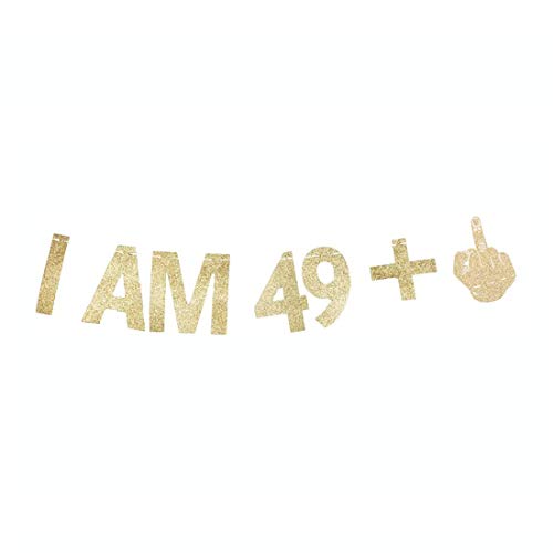 Morndew Gold Gliter I AM 49+1 Paper Banner for 50th Birthday Party Sign Backdrops Funny/Gag 50 Bday Party Wedding Anniversary Celebration Party Retirement Party Decorations