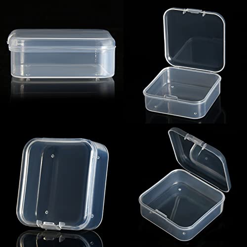 24 Pieces Small Clear Plastic Beads Storage Containers, Storage Box with Hinged Lid for Storing Crafts Jewelry Business Cards Hardware Beads and More