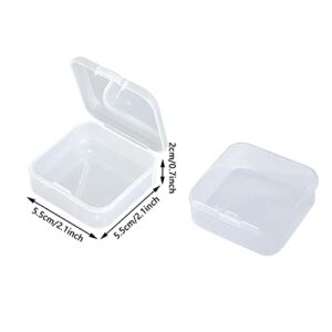 24 Pieces Small Clear Plastic Beads Storage Containers, Storage Box with Hinged Lid for Storing Crafts Jewelry Business Cards Hardware Beads and More