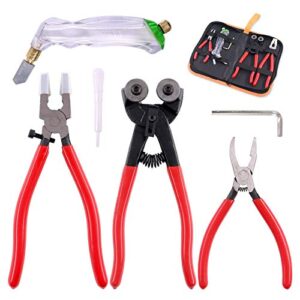 hilitchi 5pcs wheeled glass tile nipper running plier breaking grozer plier pistol grip glass cutter with bonus hex wrench heavy duty stained glass tools mosaic tools assortment kit for stained glass