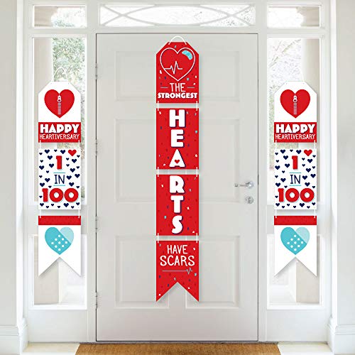 Big Dot of Happiness Happy Heartiversary - Hanging Vertical Paper Door Banners - CHD Awareness Wall Decoration Kit - Indoor Door Decor