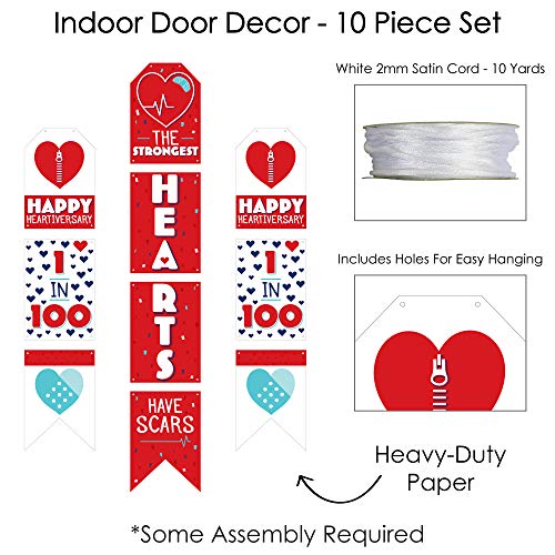 Big Dot of Happiness Happy Heartiversary - Hanging Vertical Paper Door Banners - CHD Awareness Wall Decoration Kit - Indoor Door Decor