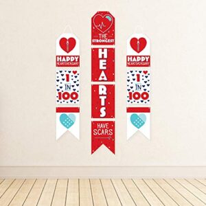 Big Dot of Happiness Happy Heartiversary - Hanging Vertical Paper Door Banners - CHD Awareness Wall Decoration Kit - Indoor Door Decor