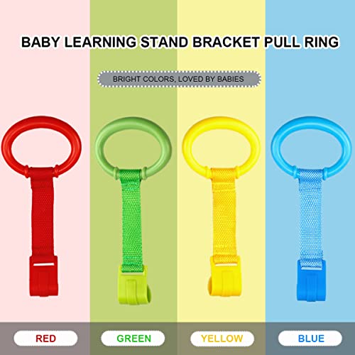 LNQ LUNIQI 4Pcs Baby Pull Up Ring Stand Up Assistance Pull Ring Baby Toddler Walker Tool Ring for Playpen Toddler Crib Hooks Baby Toys Bed Rings Baby Safety Walking Training Tool