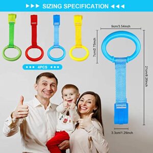 LNQ LUNIQI 4Pcs Baby Pull Up Ring Stand Up Assistance Pull Ring Baby Toddler Walker Tool Ring for Playpen Toddler Crib Hooks Baby Toys Bed Rings Baby Safety Walking Training Tool