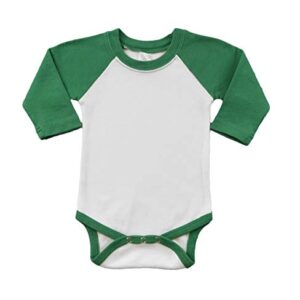 Monag Long Sleeve Raglan Bodysuit 0-3M White/Kelly Green