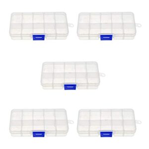 saim 5pcs 10-grid 5 inch x 2.5 inch adjustable small removable clear plastic jewelry organizer divider storage box